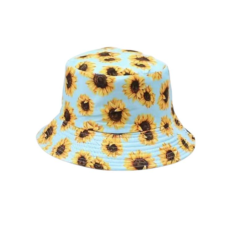 Reversible Sunflower Printed Bucket Hat- Aqua – D&B Pashmina