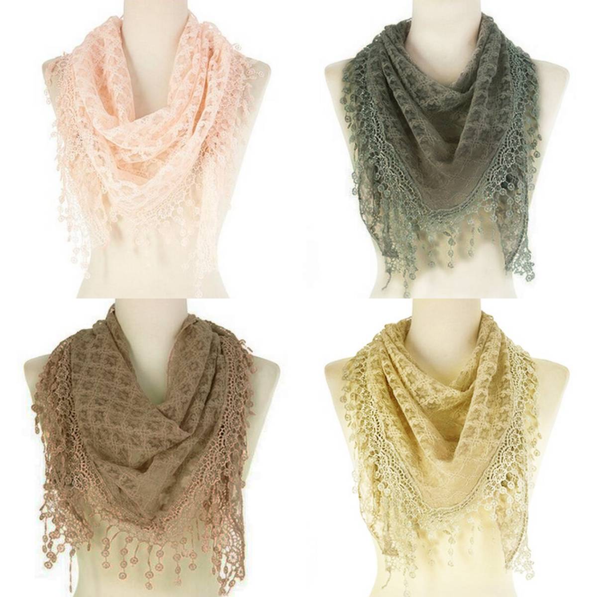 Fashion Lace Tassel Sheer Triangle Lightweight Scarf Wholesale lace ...