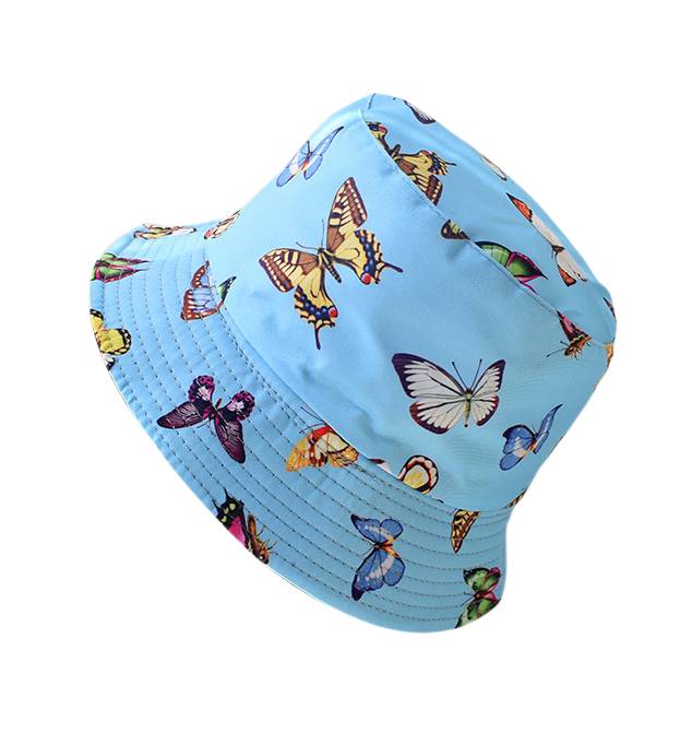 Reversible Butterflies Printed Bucket Hat - Light Blue – D&B Pashmina
